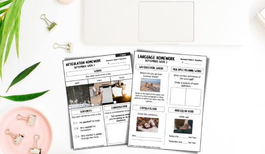 Back to School Homework Lesson Plans for Speech Therapy - Speech ...