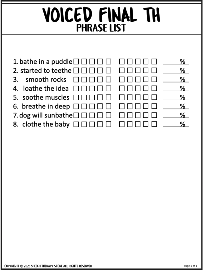 75+ TH Final Words Speech Therapy {Free PDF!} - Speech Therapy Store