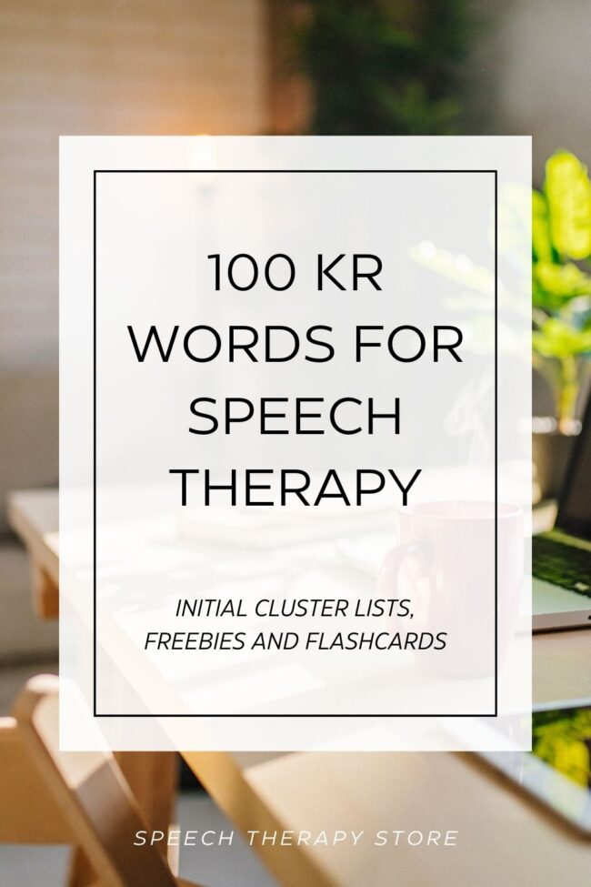 100 KR Words Speech Therapy Blends (Initial Clusters Lists) - Speech ...