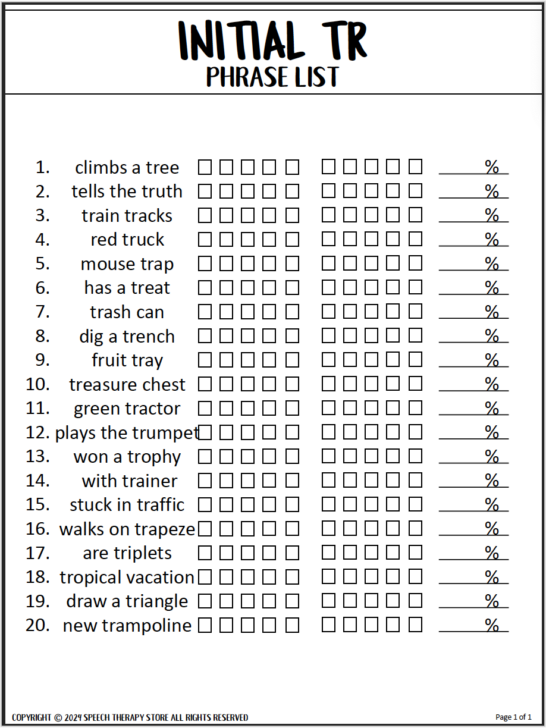 100+ TR Words for Speech Therapy (Sound Blends Word Lists!) - Speech ...