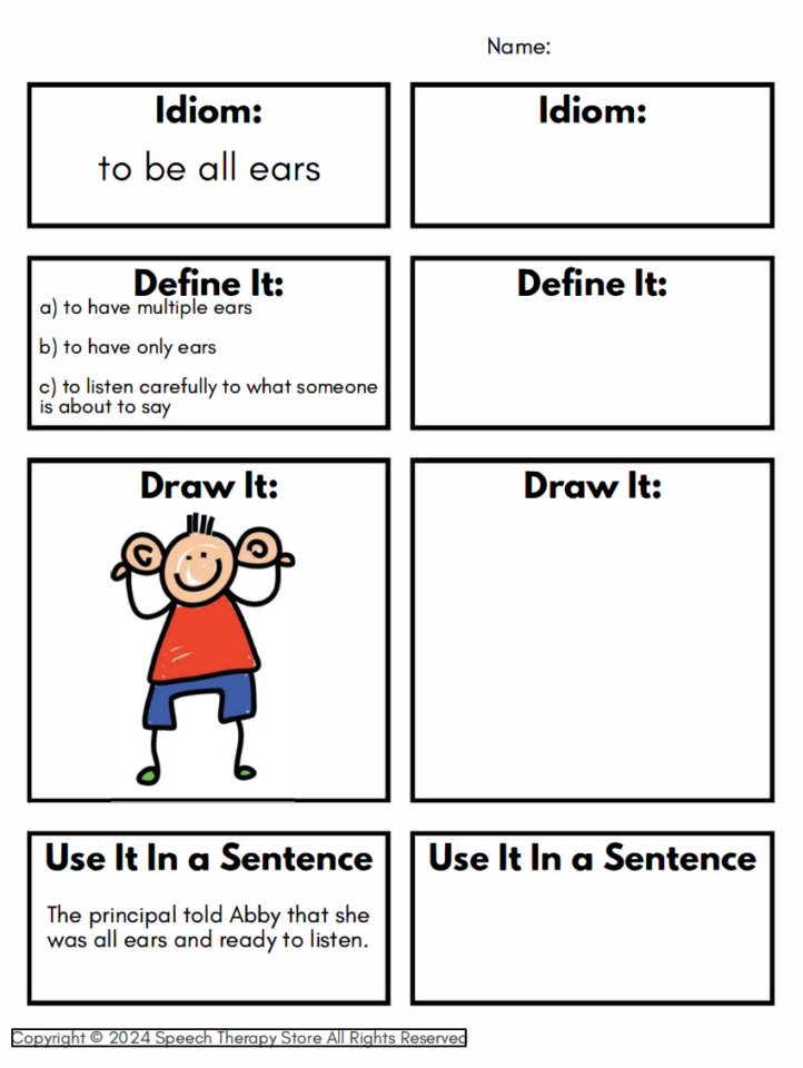 Idioms in Figurative Language with Examples and Activities - Speech ...