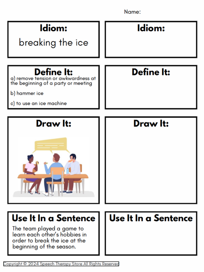 Idioms in Figurative Language with Examples and Activities - Speech ...