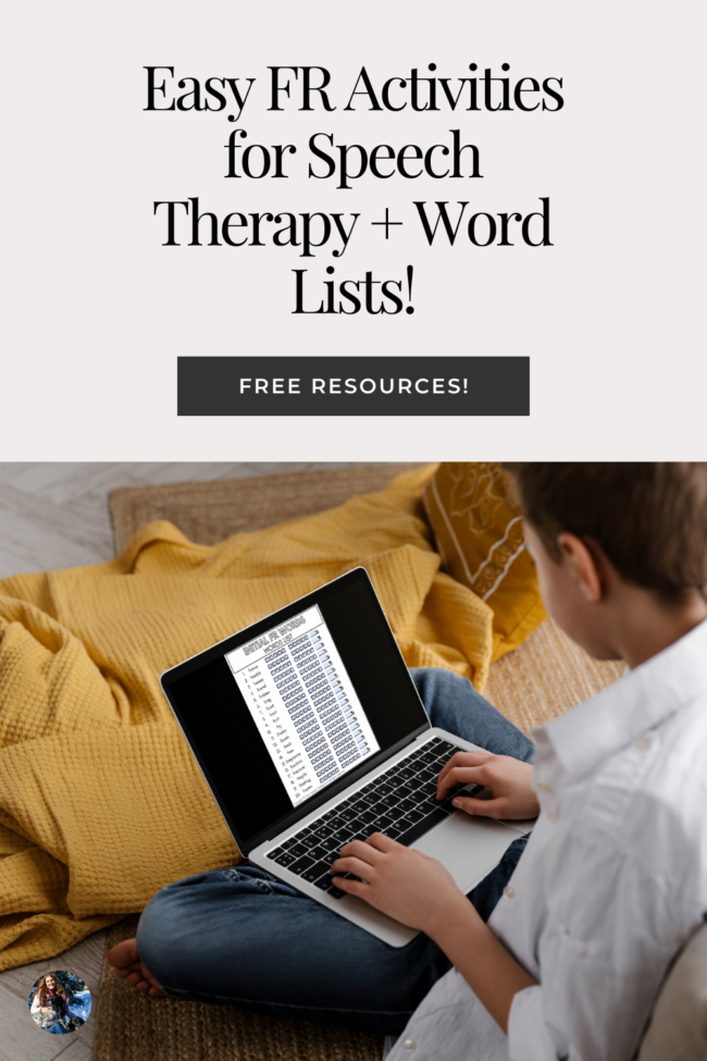 Easy FR Activities for Speech Therapy + Words Lists! - Speech Therapy Store