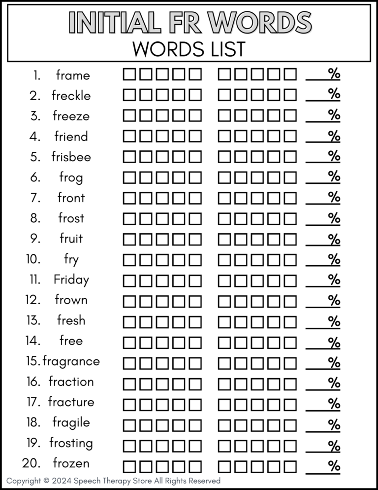 Easy FR Activities for Speech Therapy + Words Lists! - Speech Therapy Store