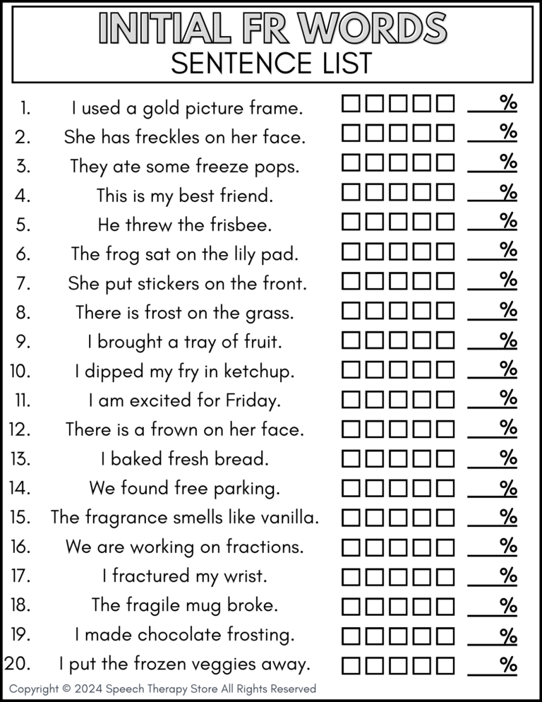 Easy FR Activities for Speech Therapy + Words Lists! - Speech Therapy Store