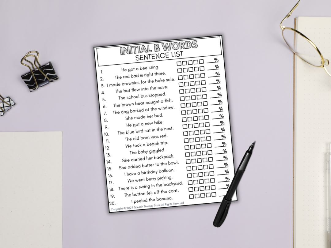 108 + Free Initial B Speech Therapy Words [Articulation Lists] - Speech ...
