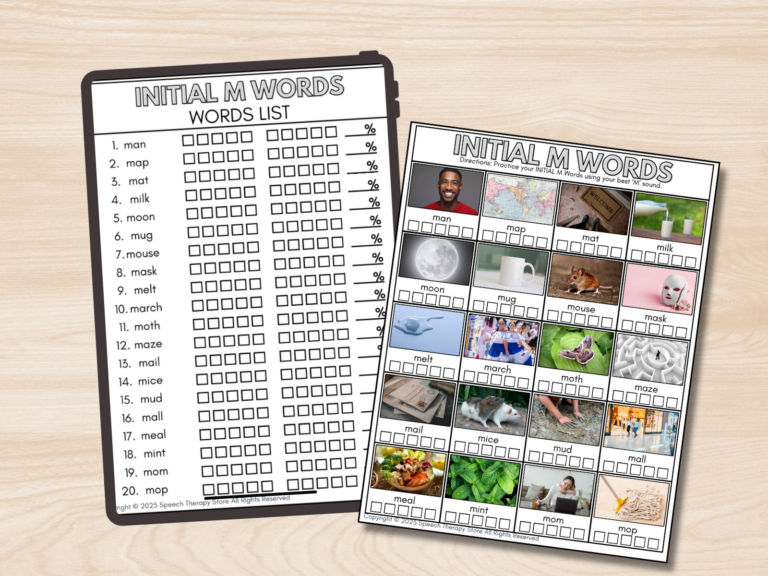 109+ Initial M Words Speech Therapy Articulation [Free PDF] - Speech ...