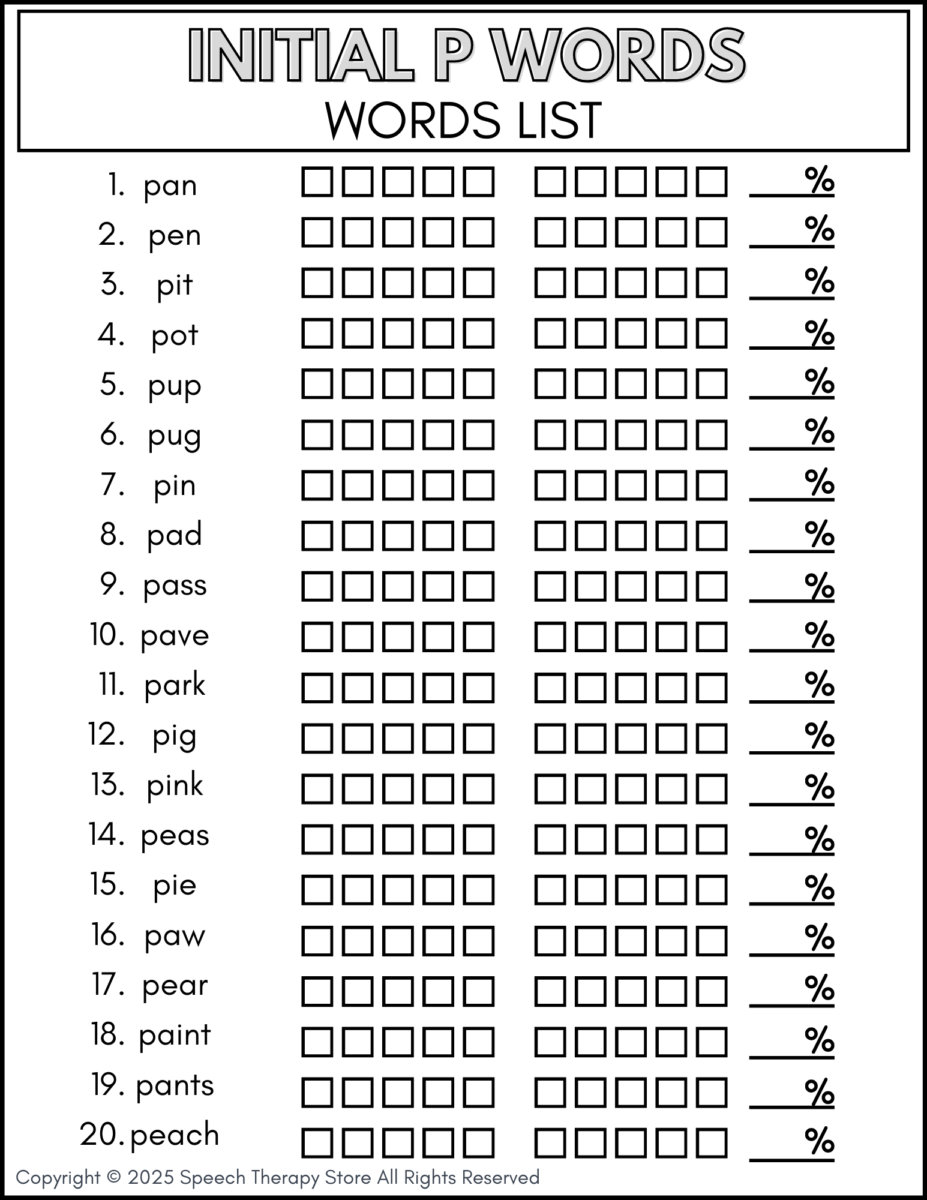 105+ Free Initial P Words Speech Therapy + Flashcards - Speech Therapy ...