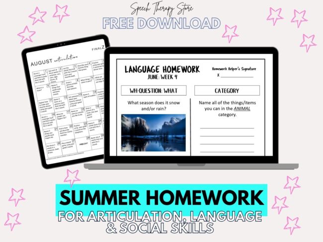 Summer Homework for Speech Therapy (Free Packets!) - Speech Therapy Store