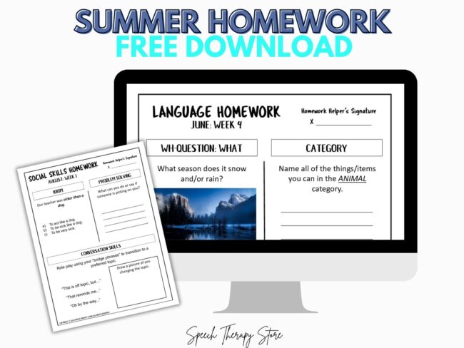 Summer Homework for Speech Therapy (Free Packets!) - Speech Therapy Store