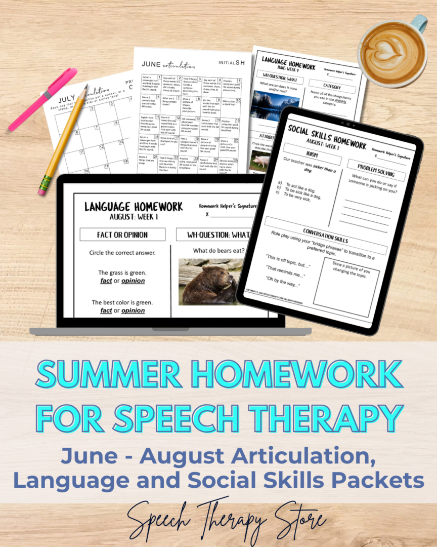 Summer Homework for Speech Therapy (Free Packets!) - Speech Therapy Store