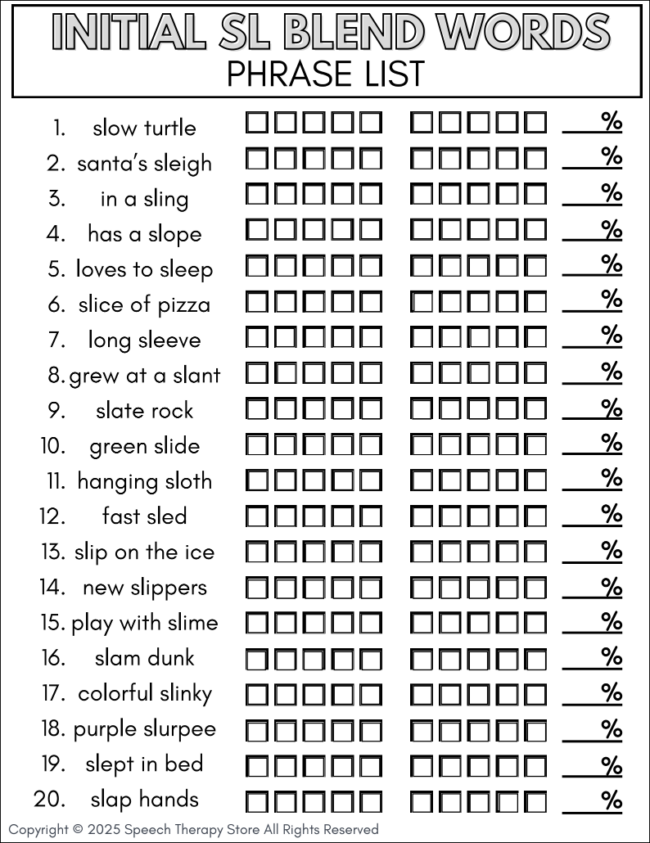61 SL Blends for Speech Therapy (with Free Word List Download ...