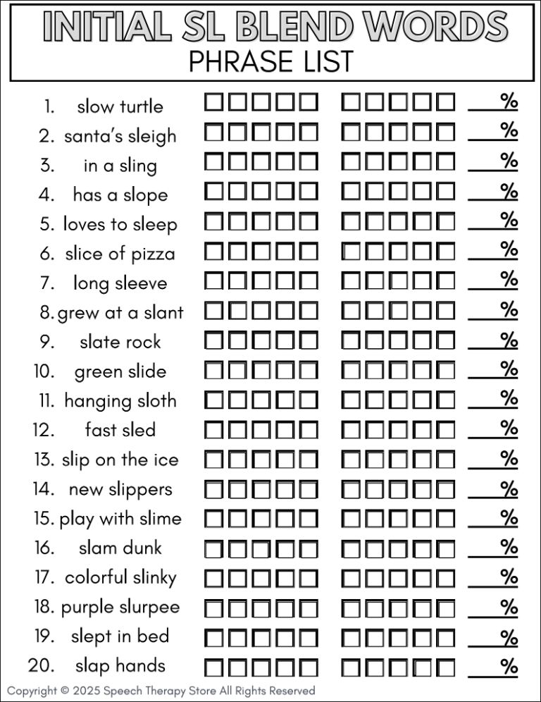 61 SL Blends for Speech Therapy (with Free Word List Download ...