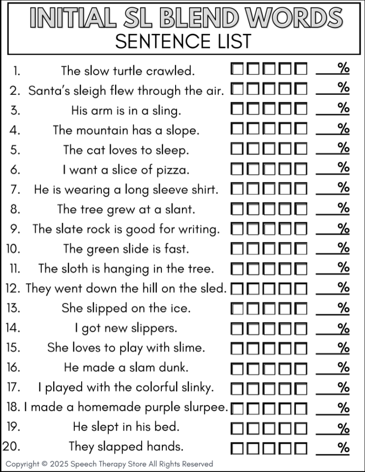61 SL Blends for Speech Therapy (with Free Word List Download ...