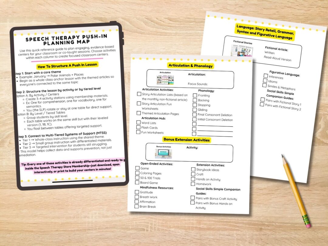 Push-In Speech Therapy (Free Planning Guide!) - Speech Therapy Store