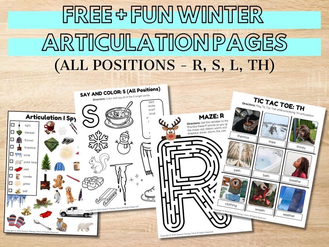 (Free + Fun!) Winter Articulation Pages and Games - Speech Therapy Store