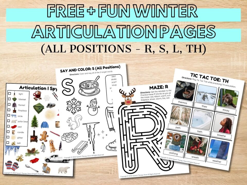 (Free + Fun!) Winter Articulation Pages and Games - Speech Therapy Store