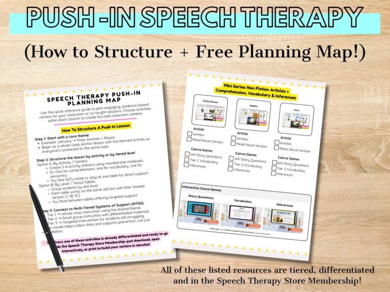 Push-In Speech Therapy (Free Planning Guide!) - Speech Therapy Store