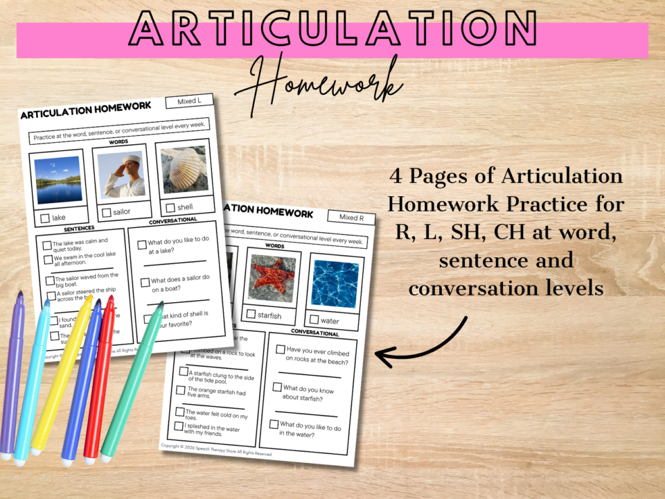 Free Articulation Homework Sheets for Busy SLPs and Parents - Speech ...