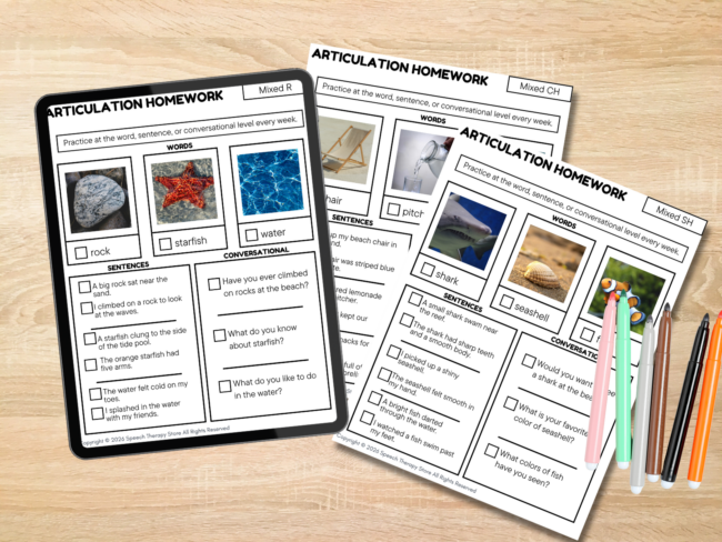 Free Articulation Homework Sheets for Busy SLPs and Parents - Speech ...