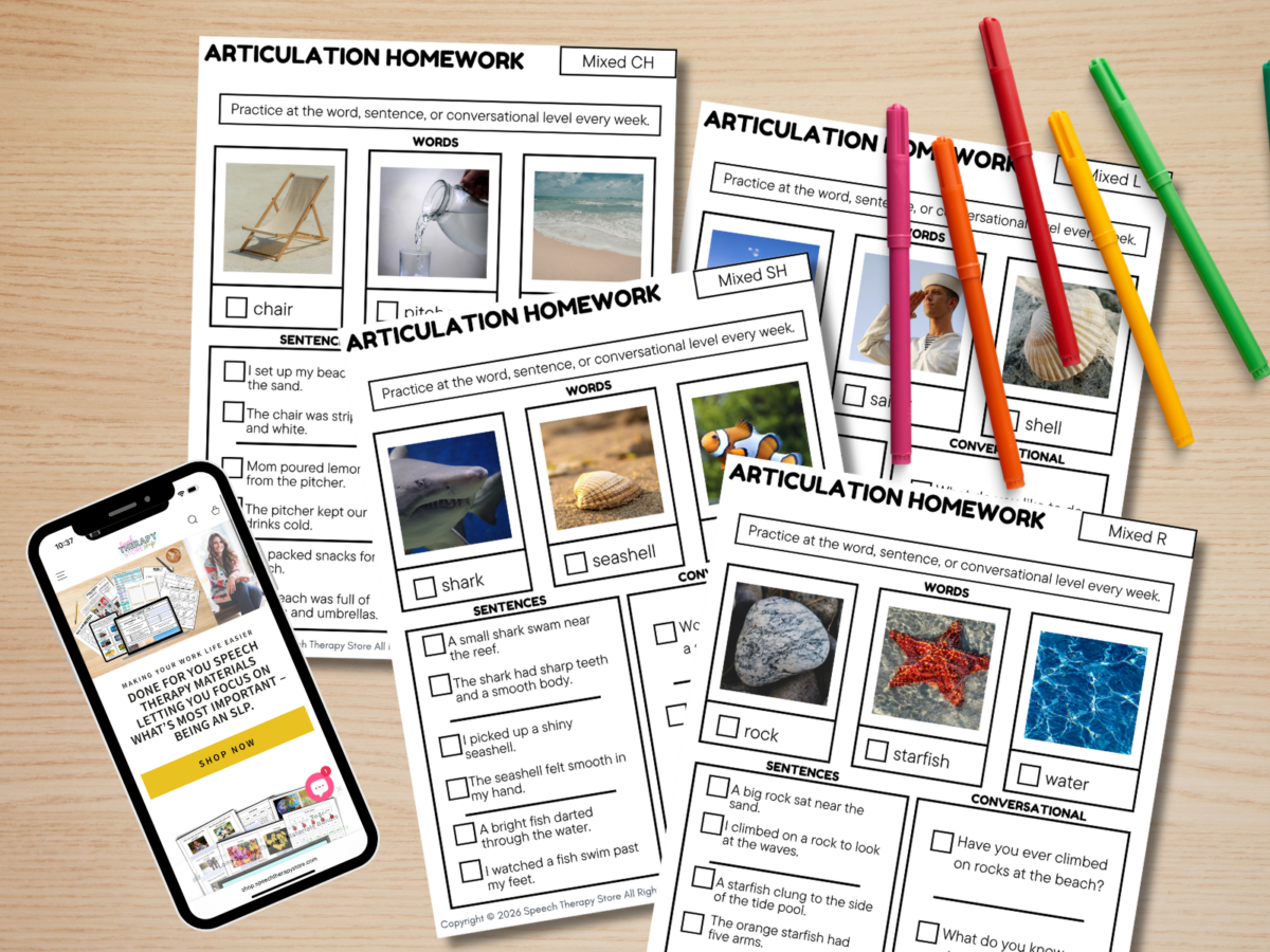 Free Articulation Homework Sheets for Busy SLPs and Parents - Speech ...