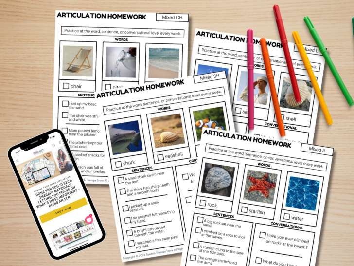 Free Articulation Homework Sheets for Busy SLPs and Parents - Speech ...